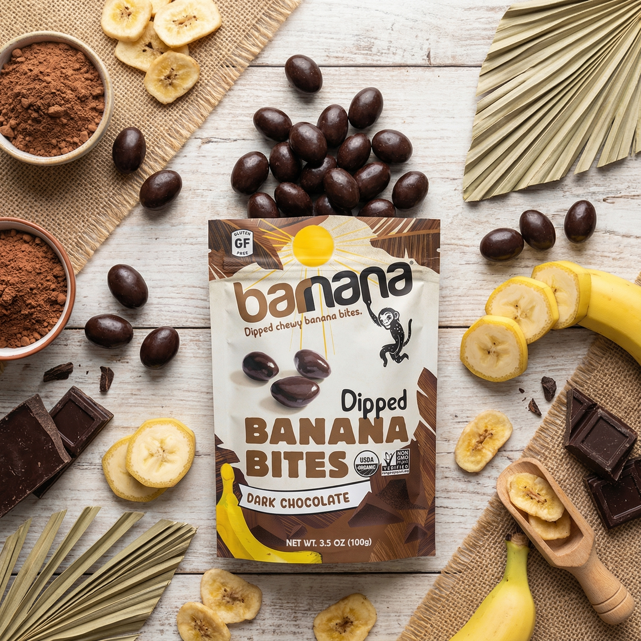 Organic Chocolate Chewy Banana Bites Snack Size | Barnana