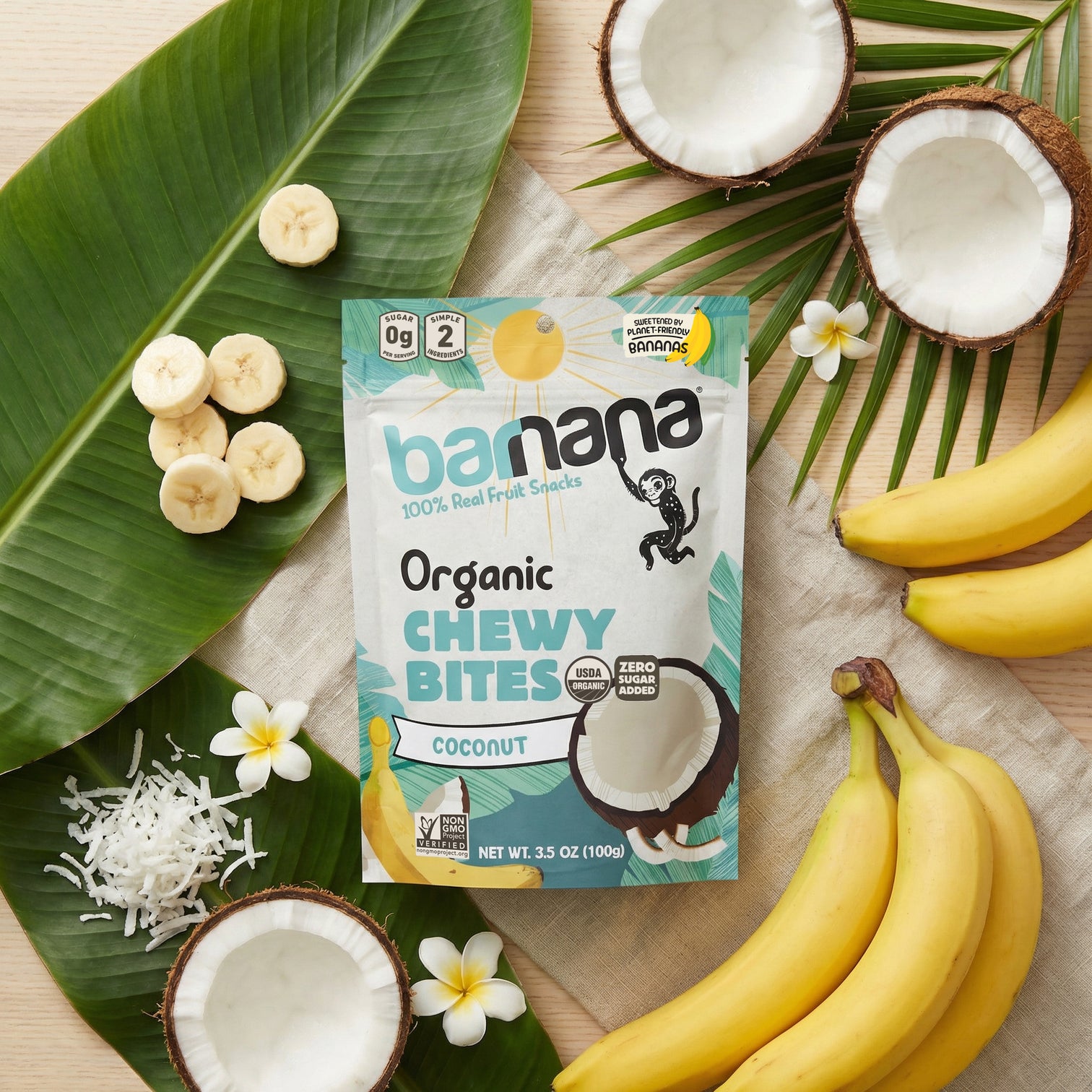 Organic Coconut Chewy Banana Bites | Barnana